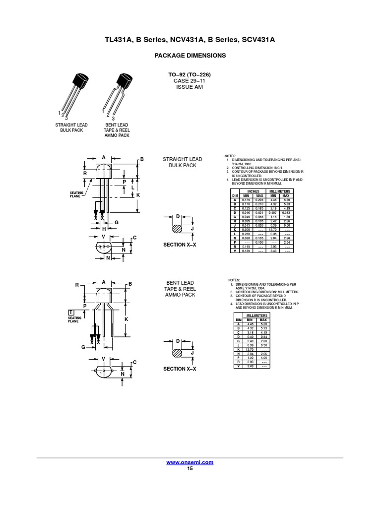 TL431A, B Series, NCV431A, B Series, SCV431A: Package Dimensions | PDF