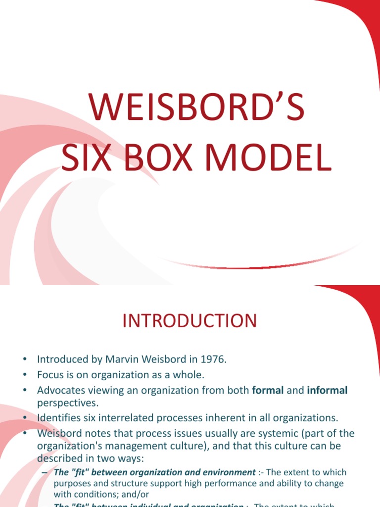 Weisbord S Six Box Model PDF | Download Free PDF | Emergence | Leadership
