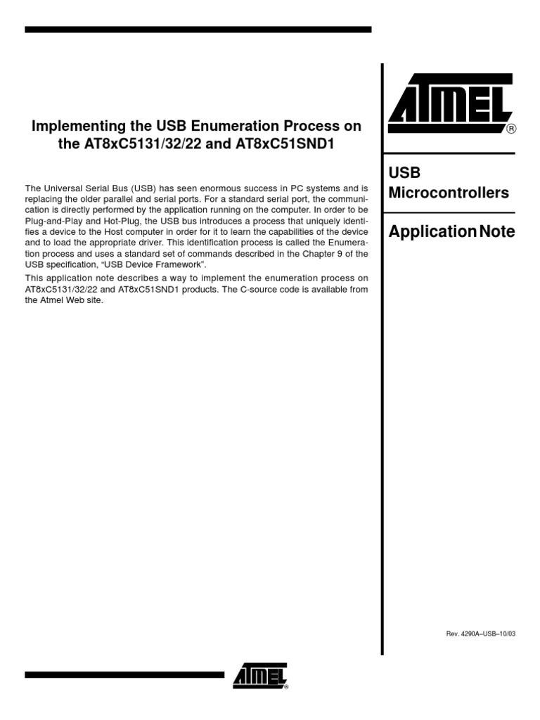 Implementing The USB Enumeration Process On The AT8xC5131/32/22 and ...