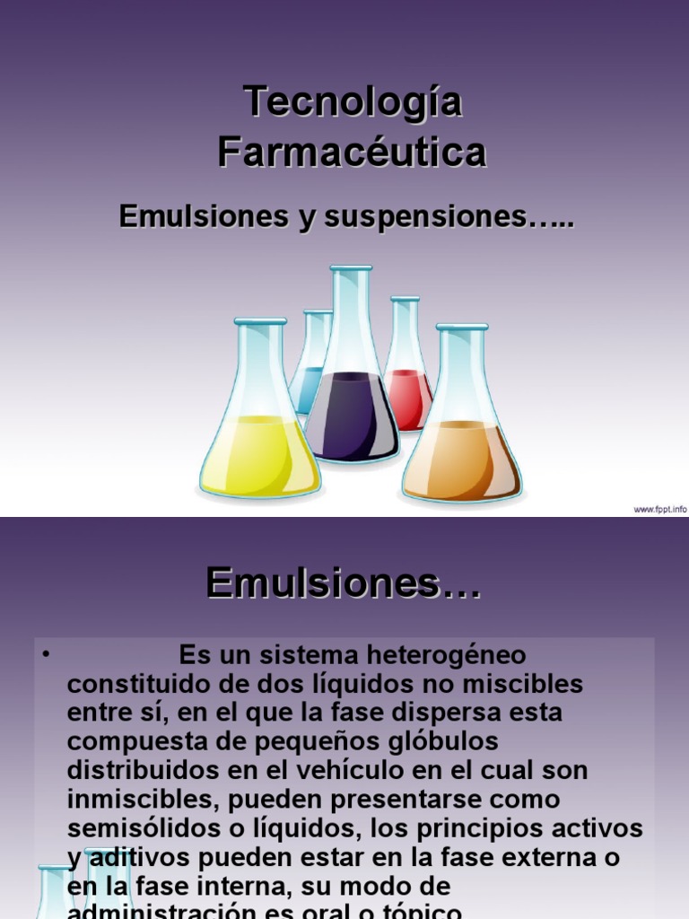 Emulsiones y Suspensiones Farmacéuticas | PDF | Emulsión | Coloide