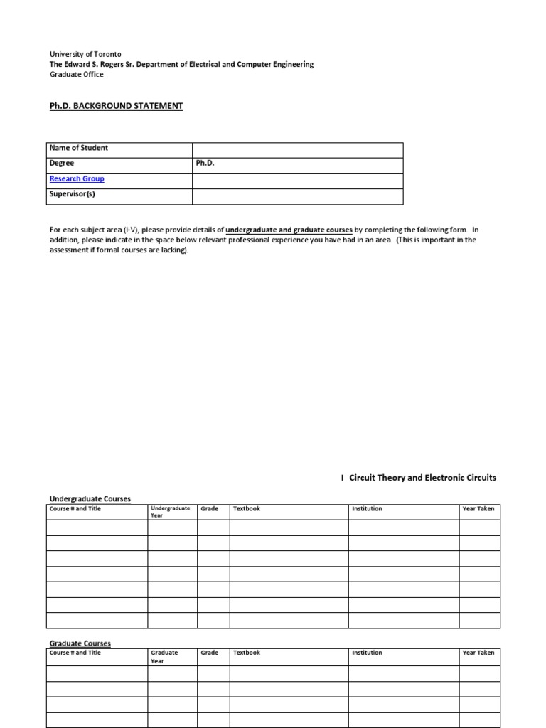 PHD Background Statement | PDF | Undergraduate Education | Graduate School