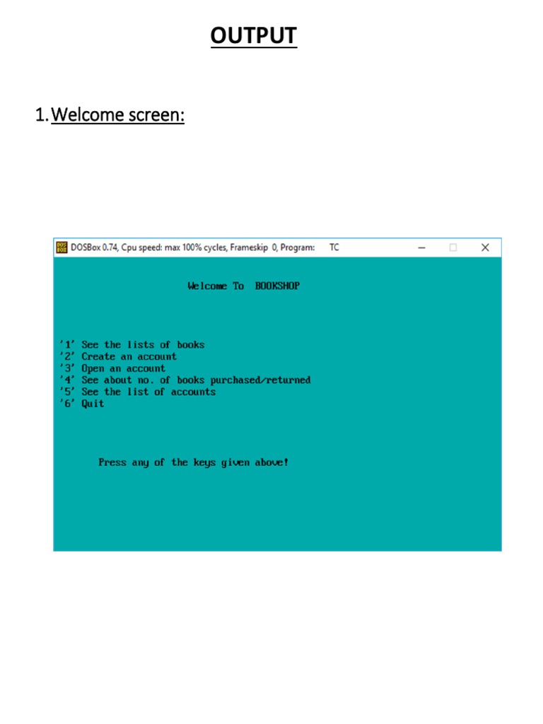 Output: 1. Welcome Screen | PDF | Computer Security | Security