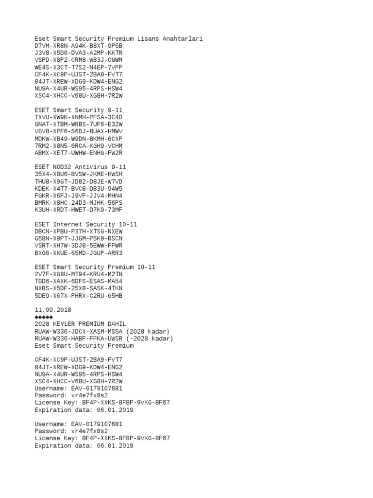 Eset Keys | PDF | Security Technology | Computer Security Exploits