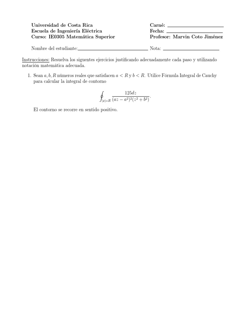 Ejercicios de Matemática Superior UCR | PDF