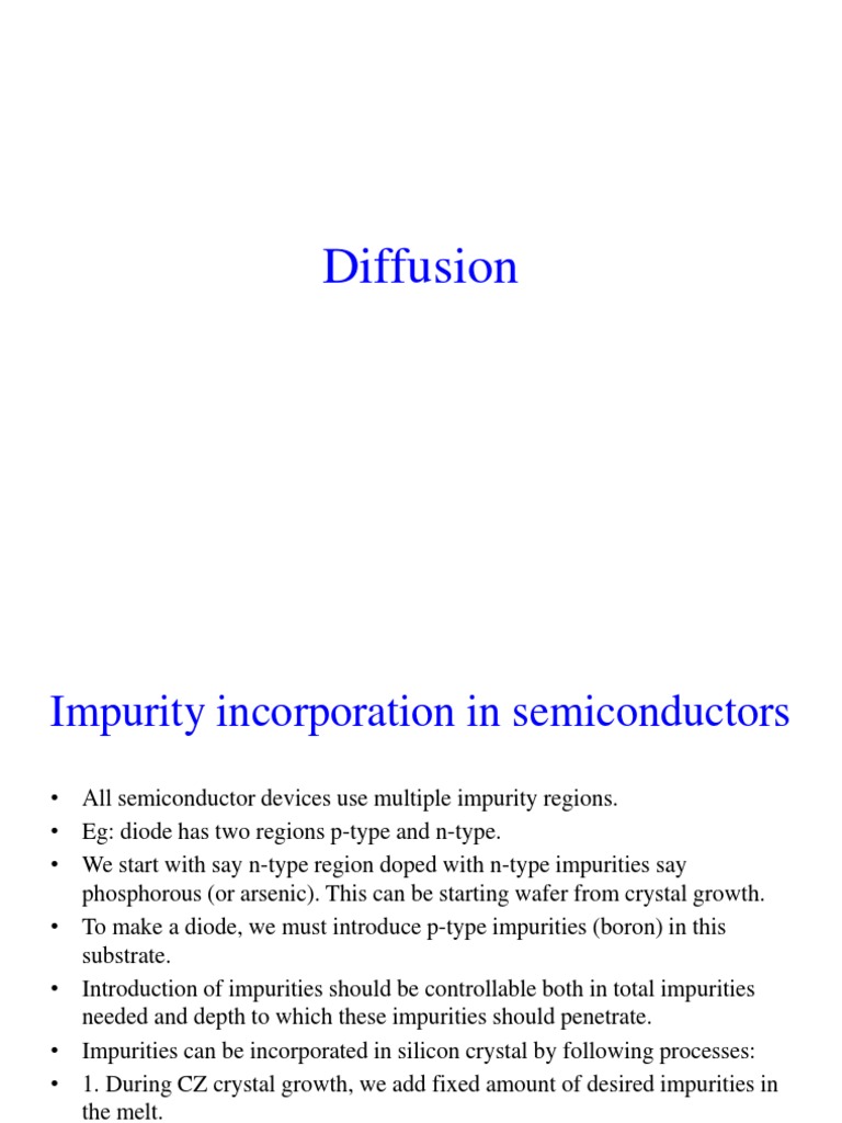 Lecture 3 Diffusion | PDF | Doping (Semiconductor) | Semiconductors