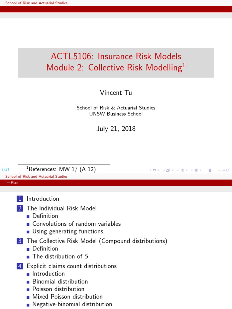 Collective Risk Model | PDF | Poisson Distribution | Teaching Mathematics