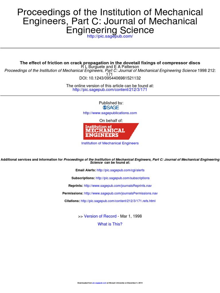 Engineers, Part C: Journal of Mechanical Proceedings of The Institution ...