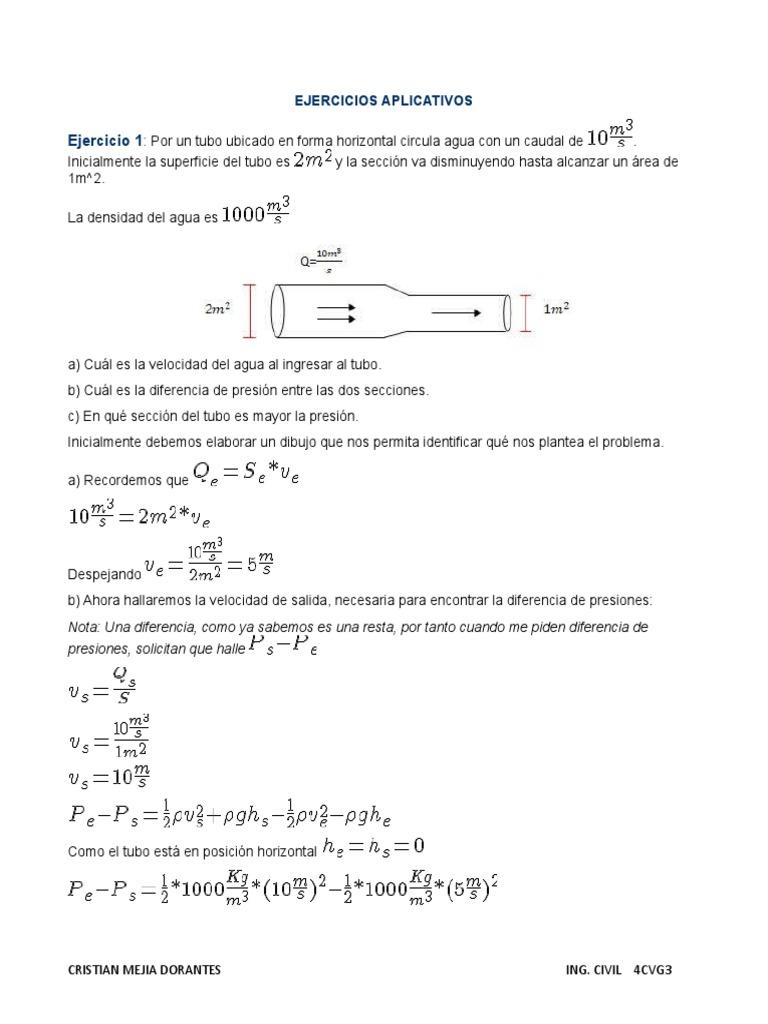 Ejercicios de Bernoulli | PDF | Presión | Líquidos