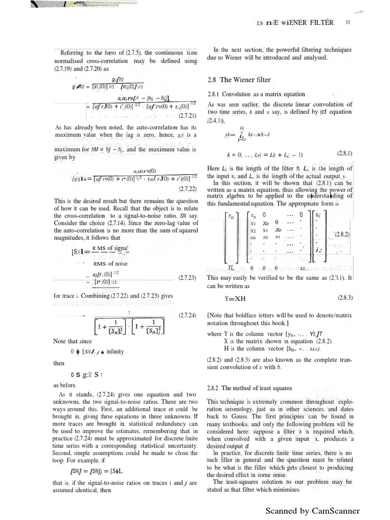 Z S N-1E Wiener: Filtér | PDF | Least Squares | Signal Processing