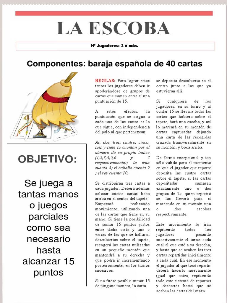 La Escoba | PDF | Jugando a las cartas | Actividades de ocio