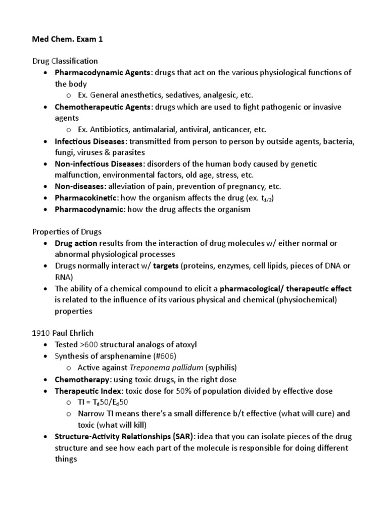 Med Chem Exam 1 | PDF | Functional Group | Organic Chemistry