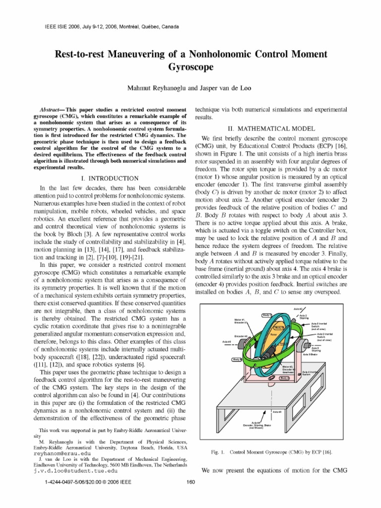Control Systems Pdf Rotation Around A Fixed Axis Gyroscope