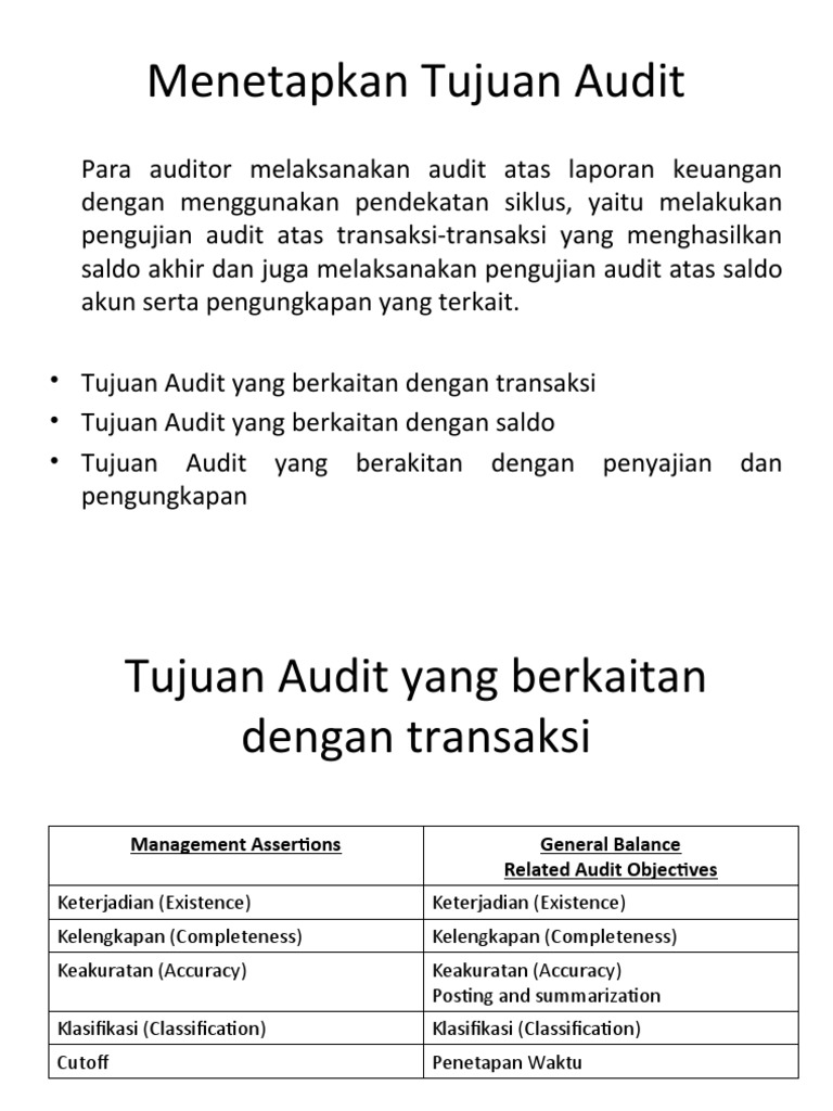 Menetapkan Tujuan Audit | PDF
