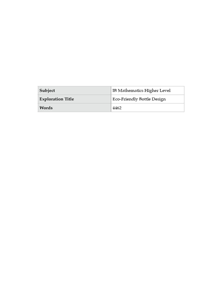 IB Mathematics HL Internal Assessment | PDF | Area | Volume