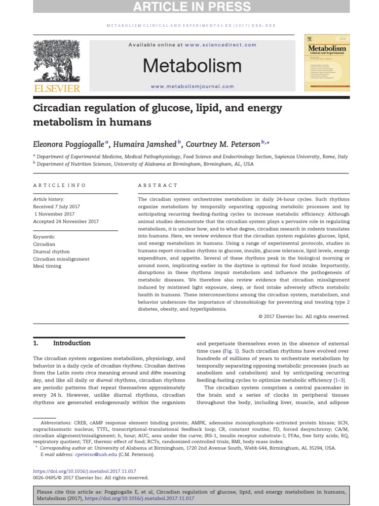 Poggiogalle18 Circad Regul Glucose Lipid and Energy Metab in Humans ...