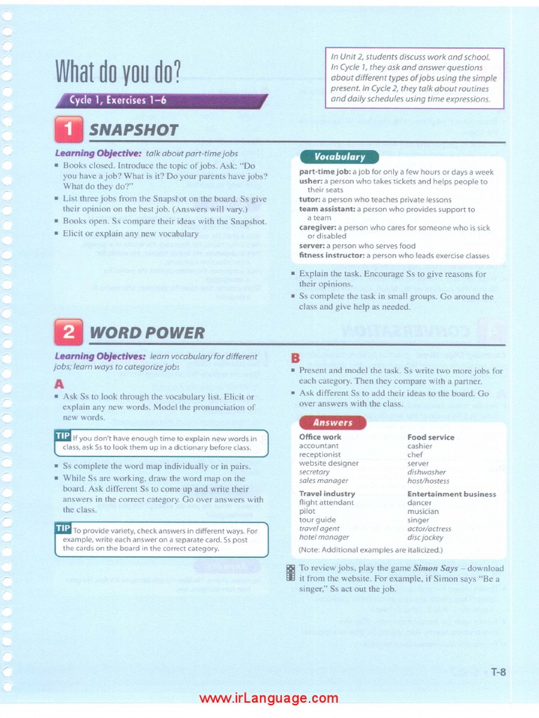 Interchange 4th Level 1 - Solucionario Unidad 2 | PDF