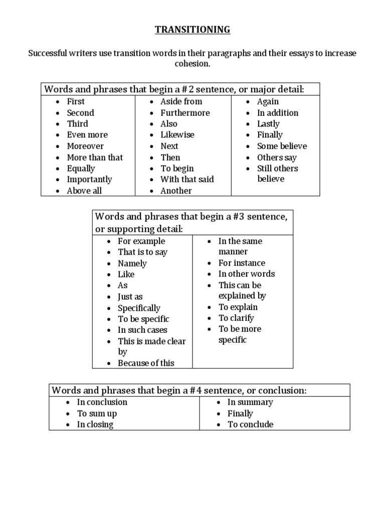 Transition Words | PDF