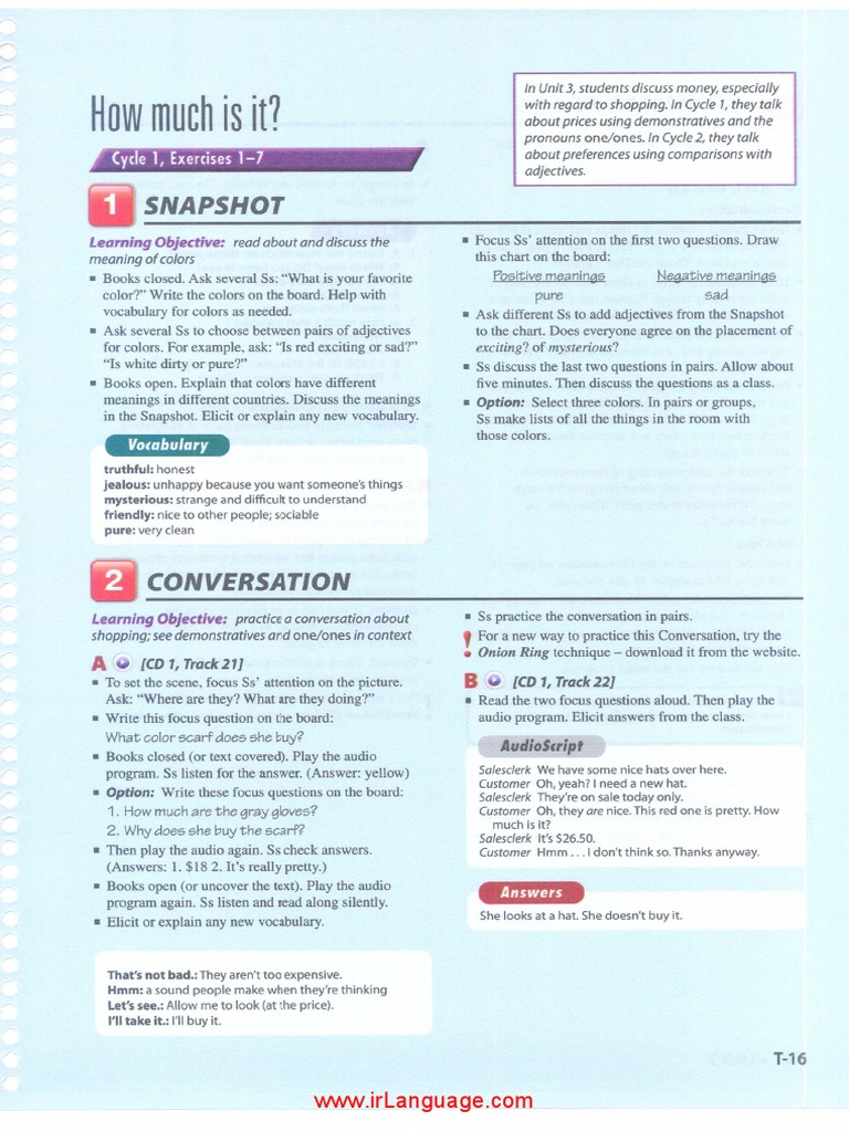 Interchange 4th Level 1 - Solucionario - Unidad 3 | PDF