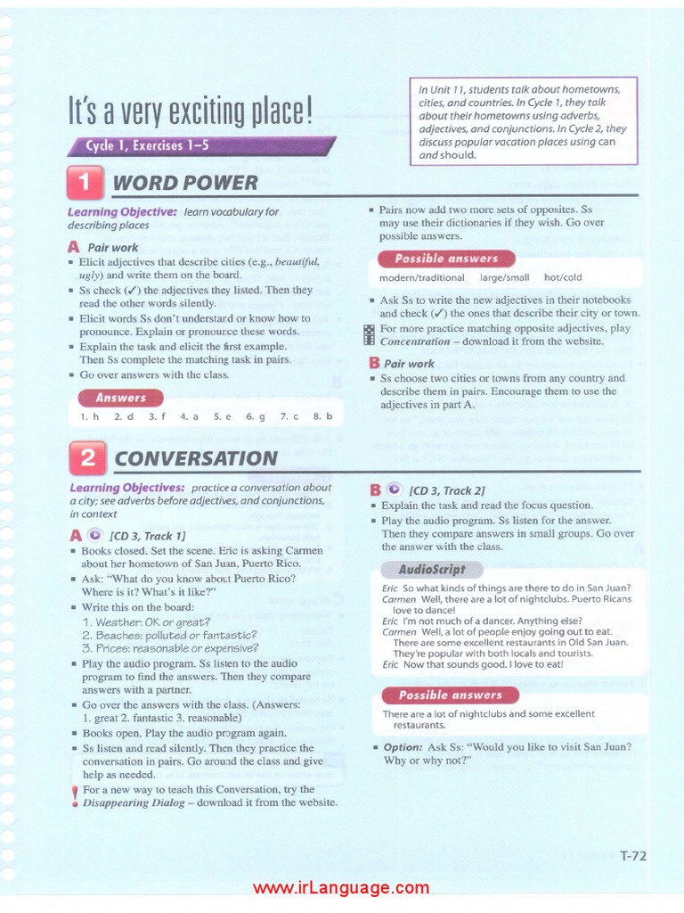 Interchange 4th Level 1 - Solucionario Unidad 11 | PDF