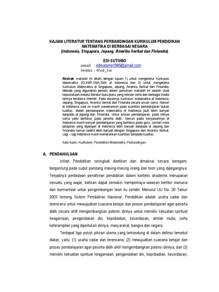 Makalah Perbandingan Kurikulum | PDF | Karier & Perkembangan