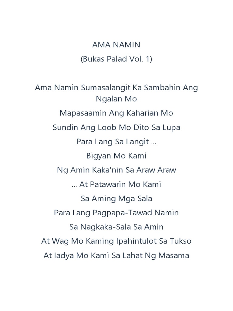 Ama Namin Lyrics | PDF