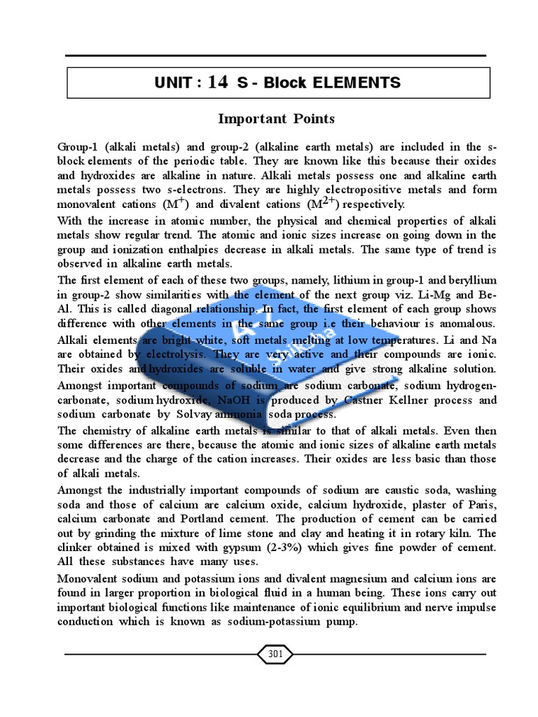 S - Block Elements PDF | PDF | Hydroxide | Sodium Hydroxide