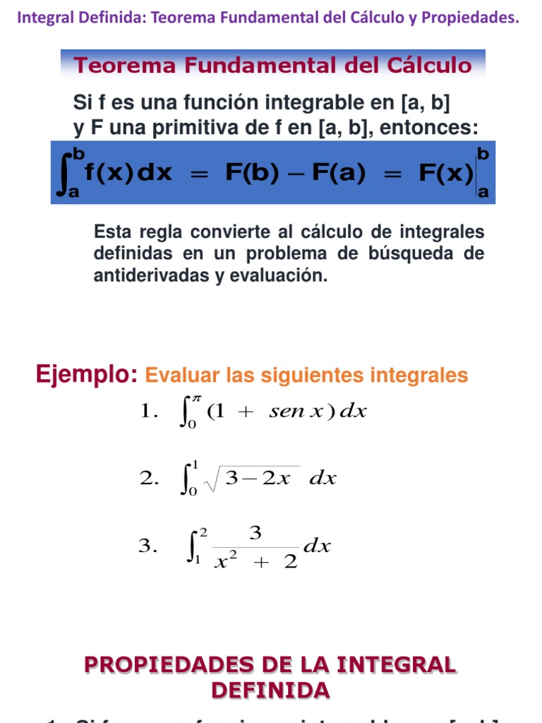 Integral Definida Primer Teorema Fundamental Del Calculo Calse Nro 9