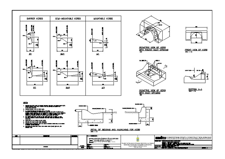 Standard Road Kerb Drawing | PDF