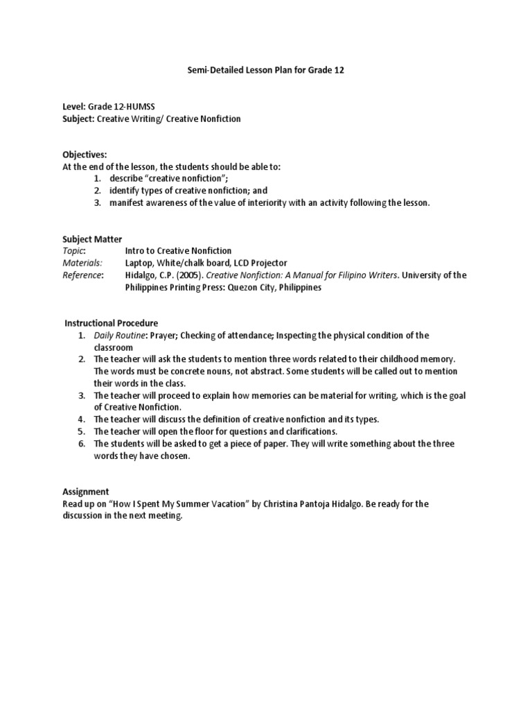 Semi-Detailed Lesson Plan For Grade 12: Topic: Materials: Reference | PDF