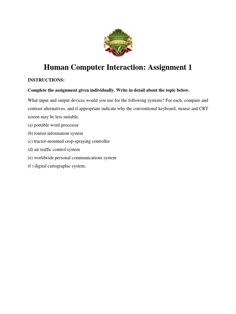 Assignment 1-HCI | PDF Assignment 1-HCI | PDF