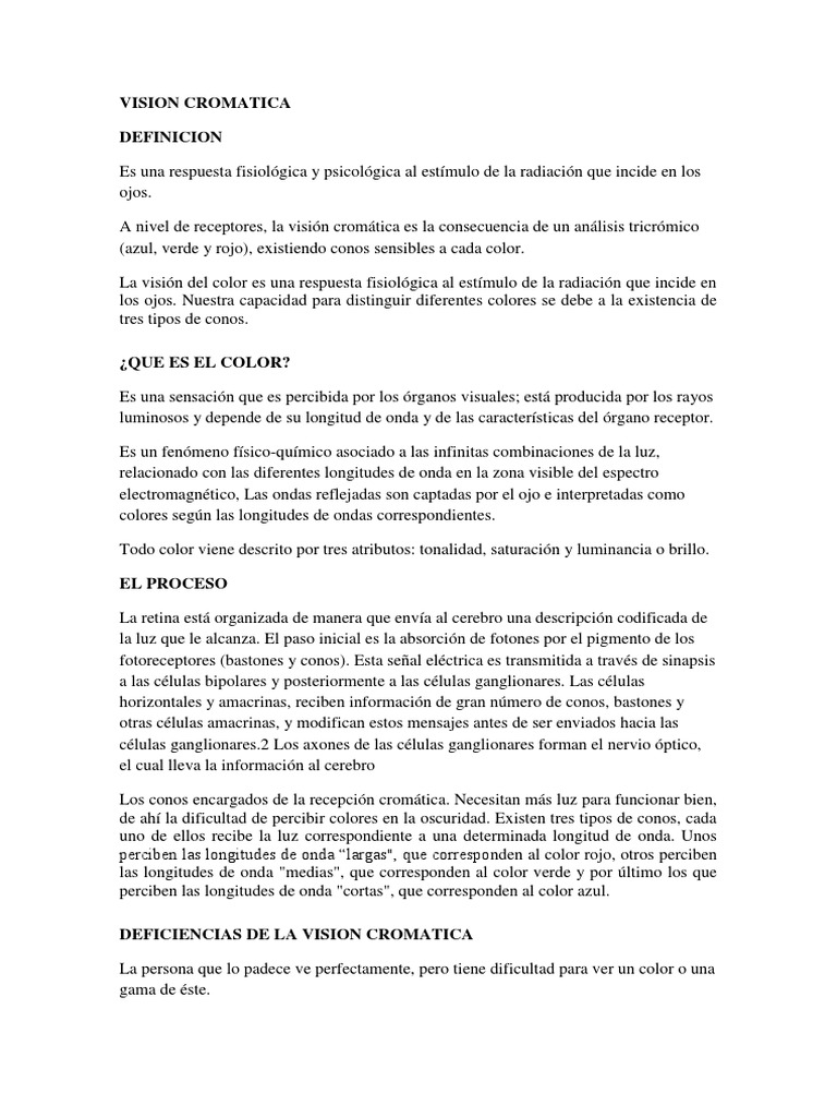 Deficiencias de la Visión Cromática | PDF | Fenomeno fisico | Color