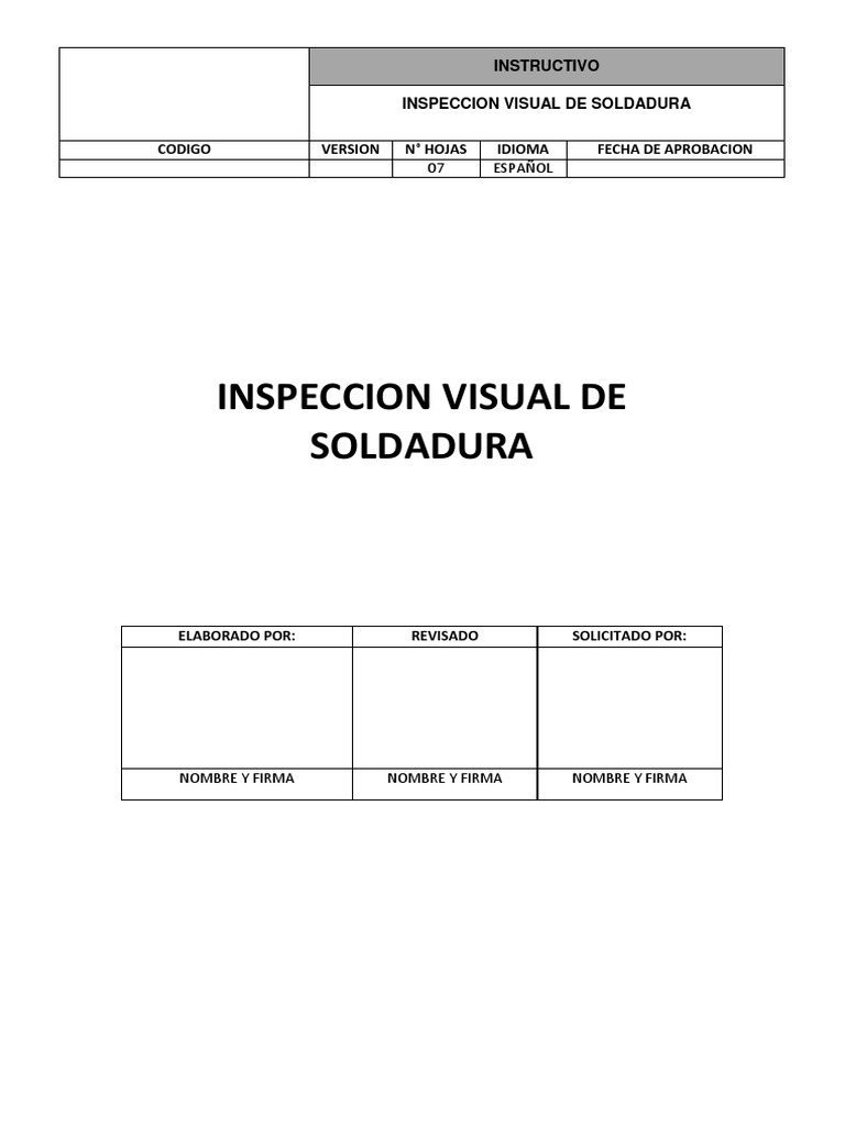 Instructivo de Inspeccion Visual de Soldadura | PDF | Soldadura ...