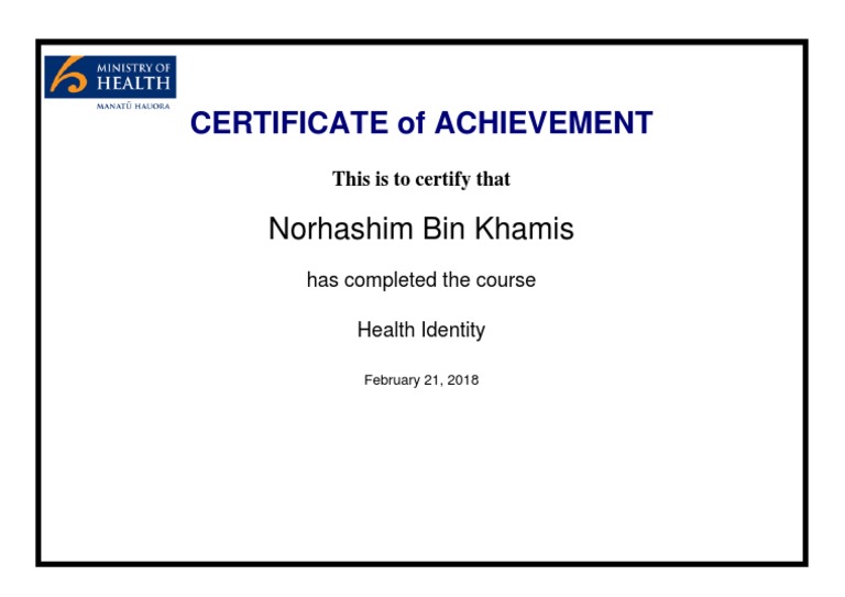 Health Identity Certificate PDF | PDF