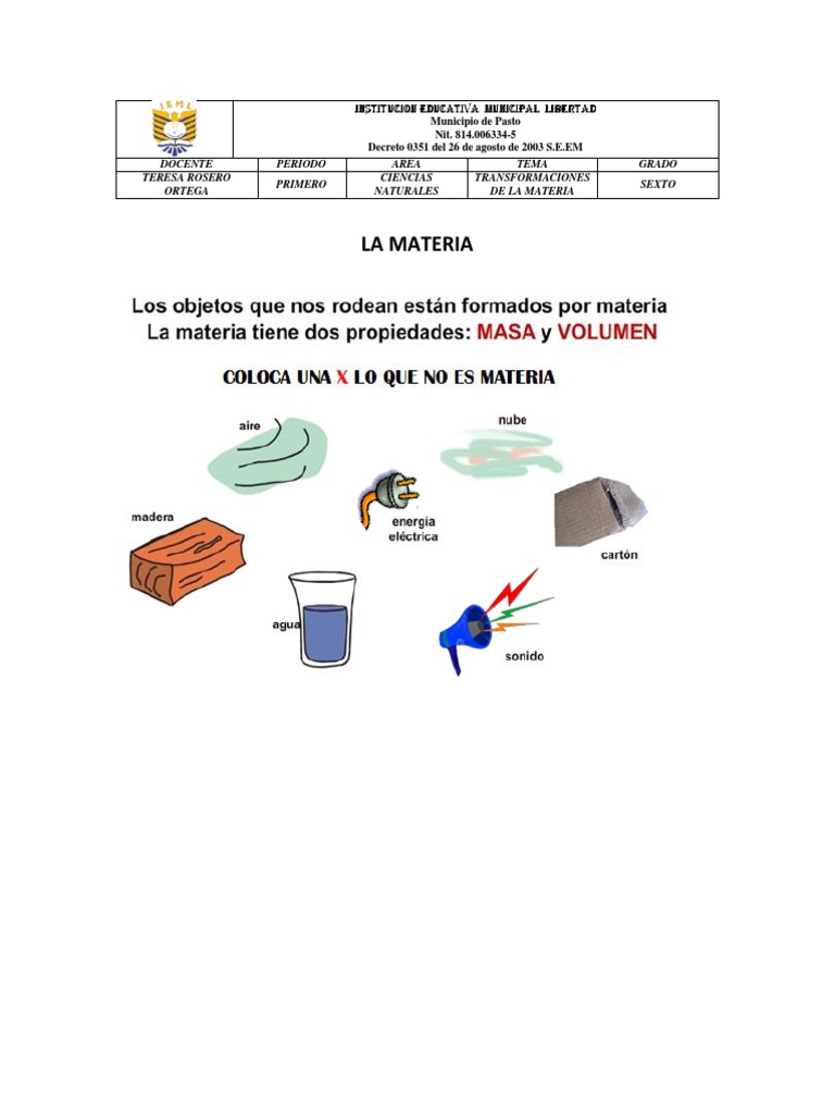 Guia 5. Propiedades de La Materia | PDF | Aprendizaje