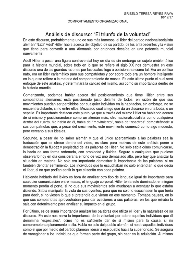 Análisis de Discurso | PDF | Adolf Hitler | Alemania nazi