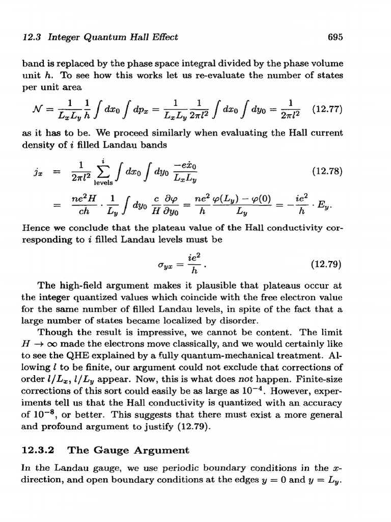 12.3 Integer Quantum Hall Effect 695: Ne2 Ie2 | PDF