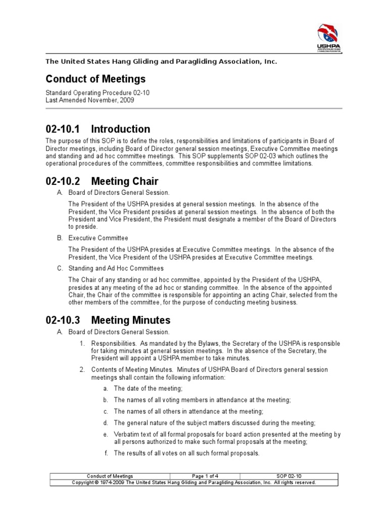 Sop 02 10 | PDF | Committee | Board Of Directors