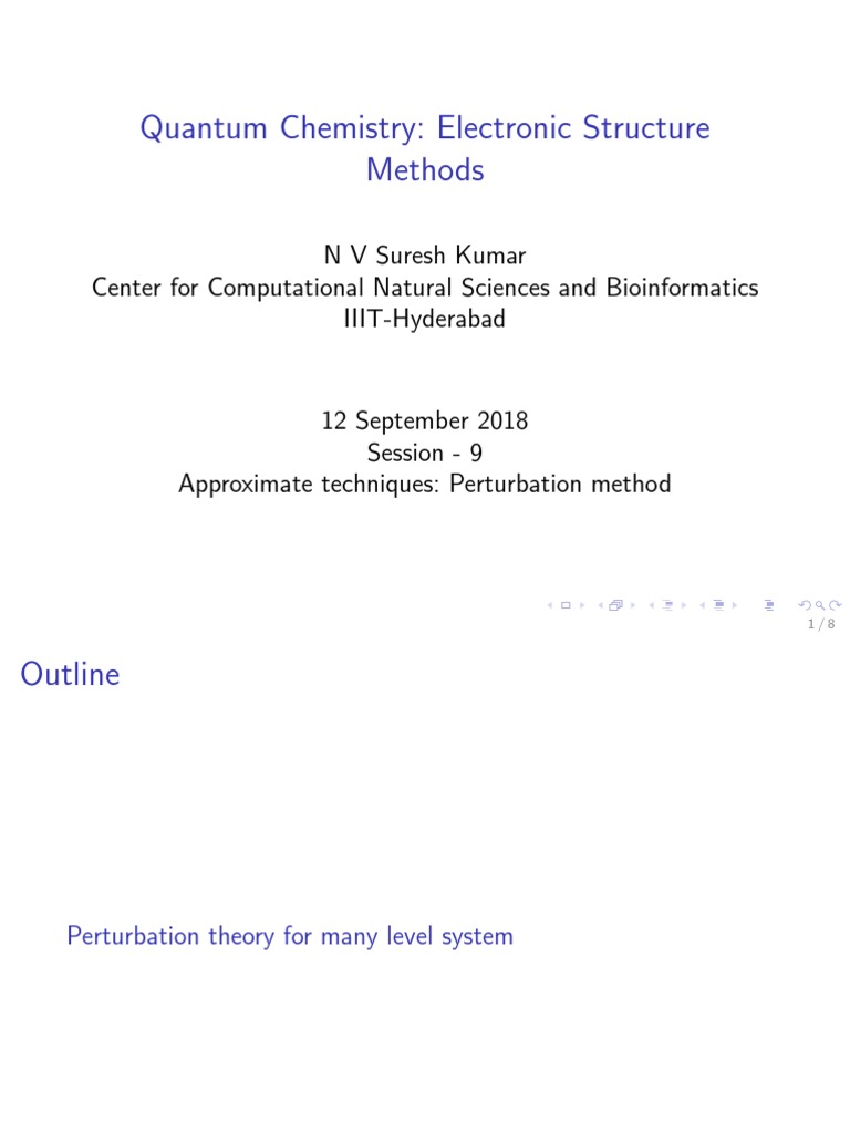 Quantum Chemistry: Electronic Structure Methods | PDF | Perturbation Theory (Quantum Mechanics ...