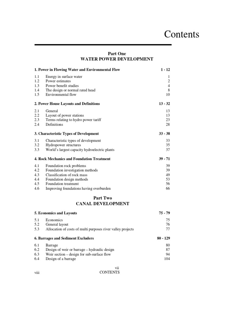 Hydropower Contents PDF | PDF | Spillway | Irrigation