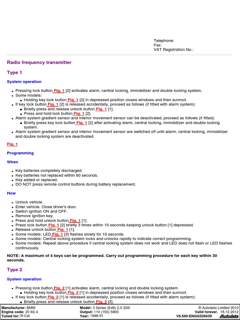 Radio Frequency Transmitter Type 1: System Operation | PDF | Lock ...