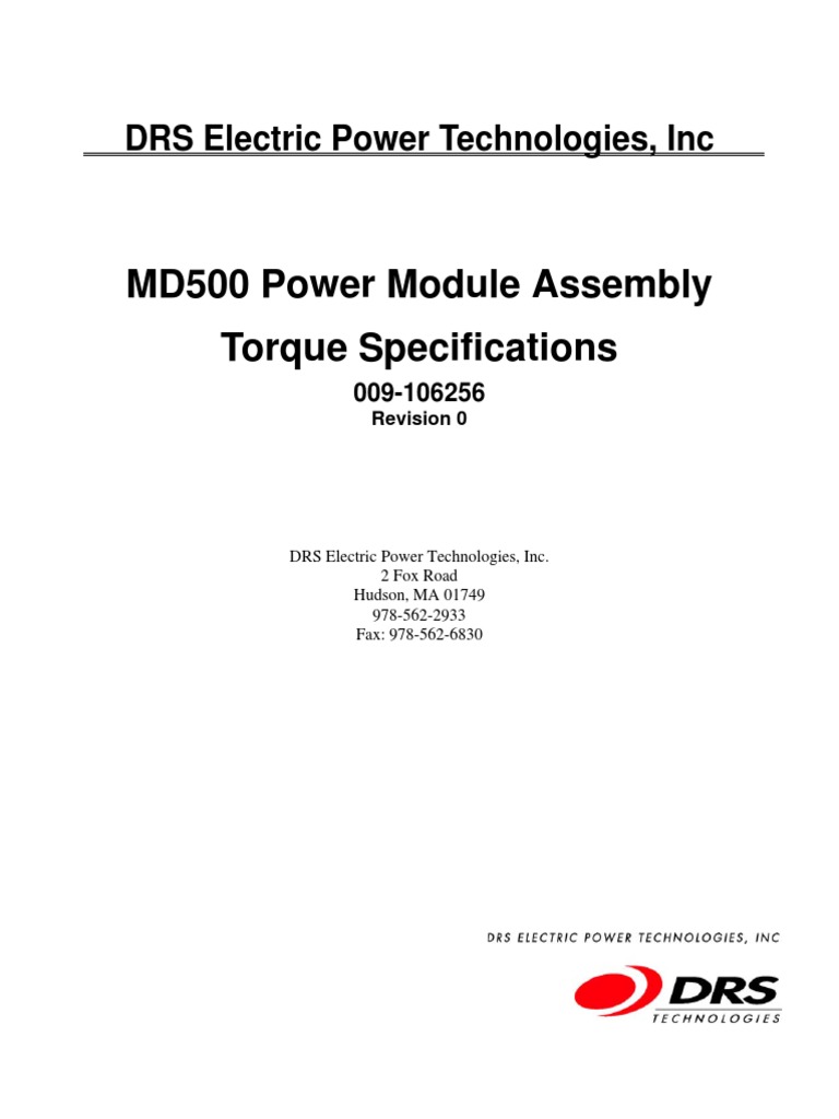 MD-500 Torque Spec | PDF | Power Inverter | Rectifier