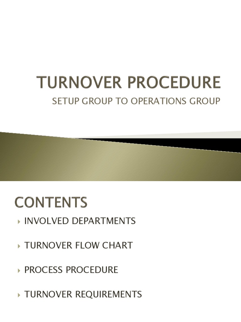 Turn-Over (Setup To Ops) Procedure | PDF | Engineering | Business