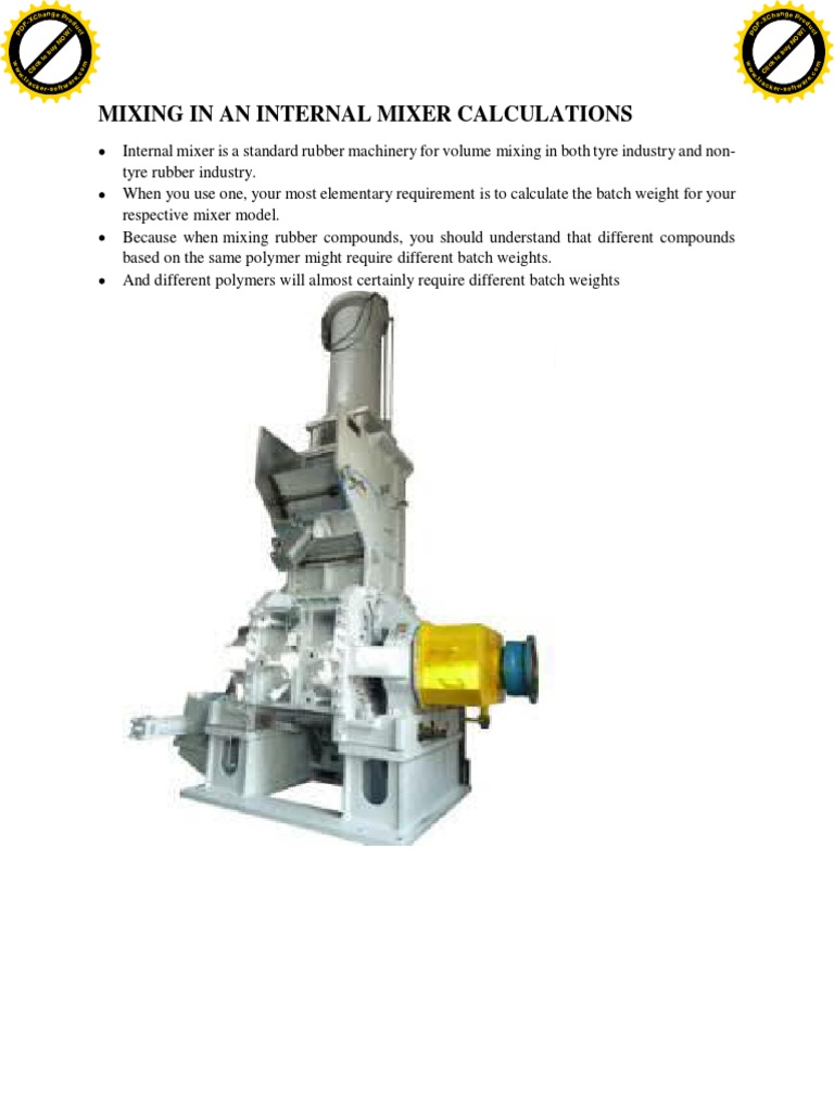Mixing in An Internal Mixer Calculations-001 | PDF | Chemical Product ...