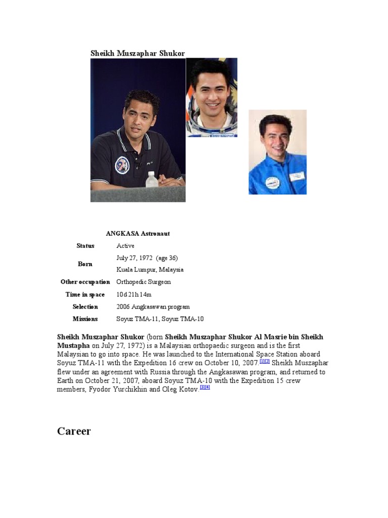 Sheikh Muszaphar Shukor: Malaysia's First Astronaut | PDF | Spaceflight ...
