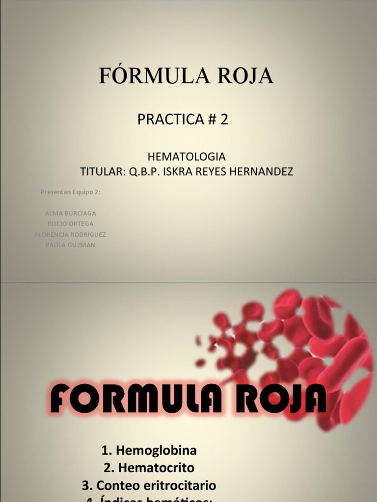 Hemato. Formula Roja Expo Sic Ion | PDF | Glóbulo rojo | Sangre