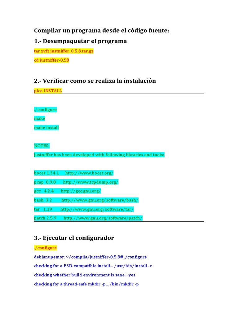 Compilar Un Programa Desde El Código Fuente: 1.-Desempaquetar El ...