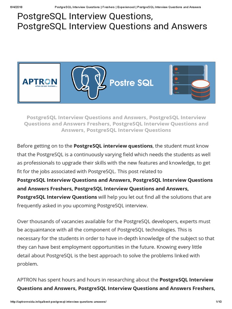 12 Essential Sql Interview Questions And Answers Upwork™ Pdf Postgre Sql Database