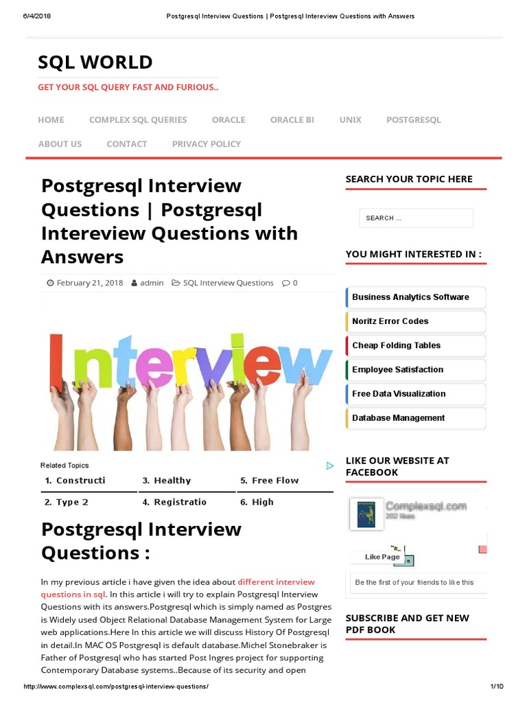 Postgresql Interview Questions - Postgresql Intereview Questions With ...