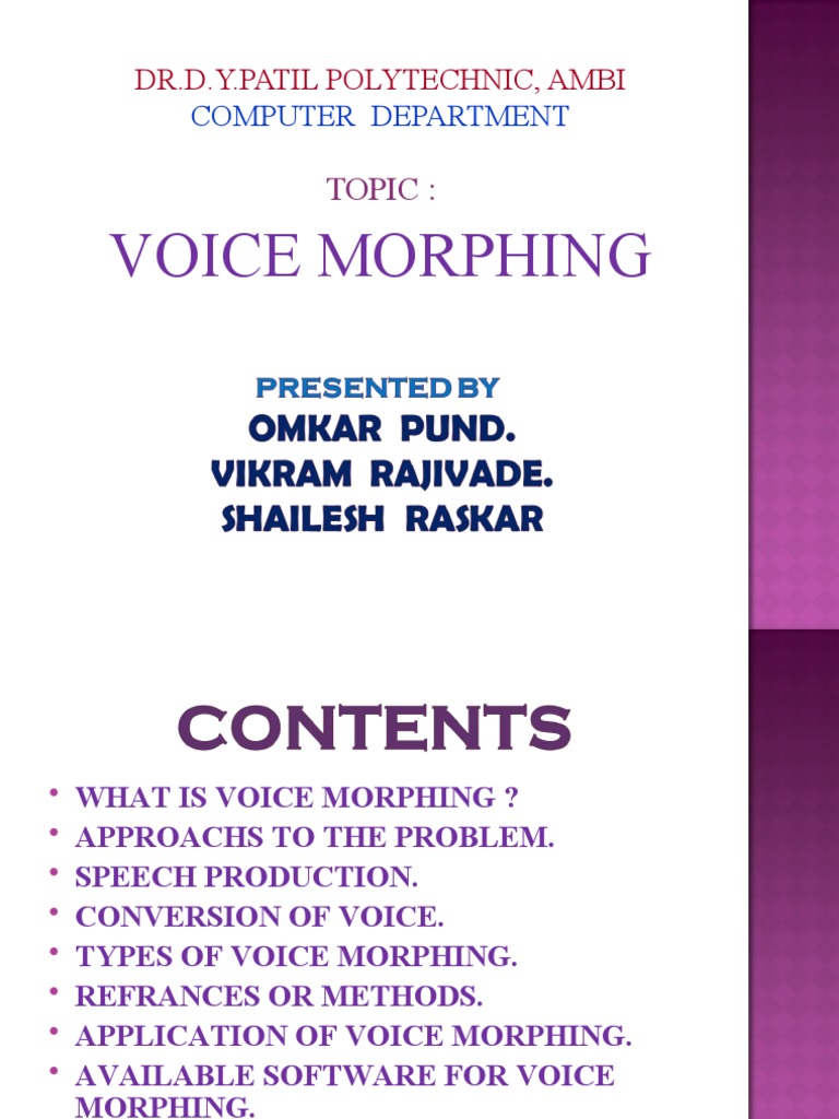 Voice Morphing | PDF | Wavelet | Speech Synthesis