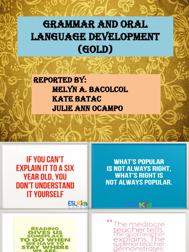 Grammar and Oral Language Development | PDF | Language Development ...